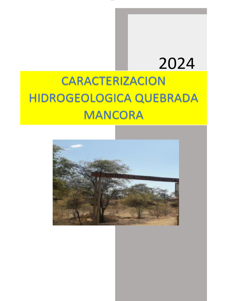 Caracterizacion Hidrogeologica Quebrada Mancora 2024 | PDF | Agua subterránea | Agua