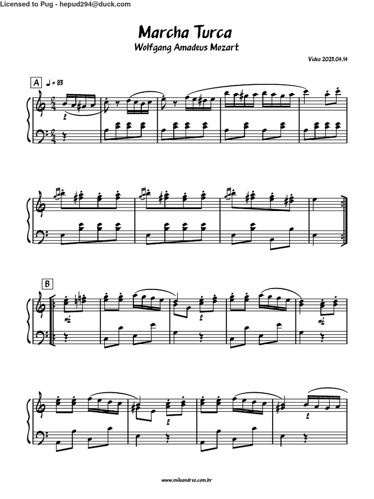 Marcha Turca - Mozart | PDF | Mozart Family | Wolfgang Amadeus Mozart