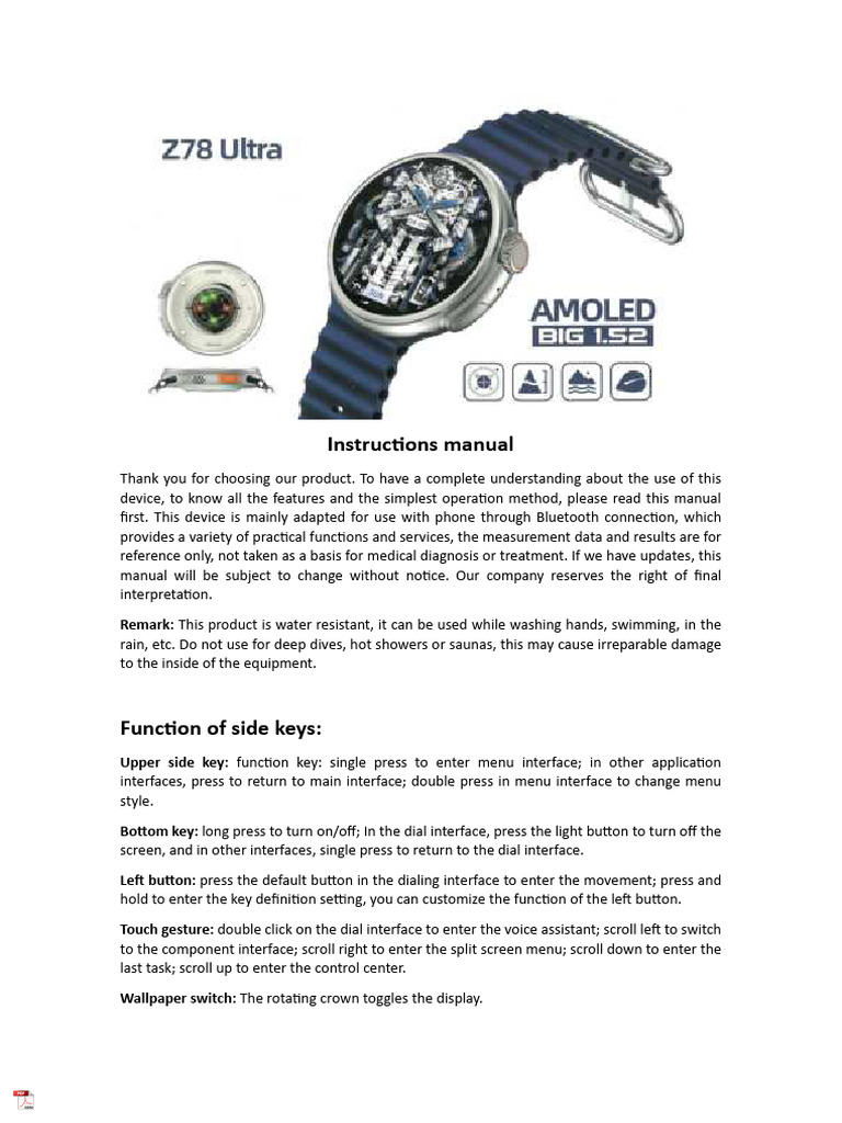 Z78 Ultra - Manual | PDF | Bluetooth | We Chat