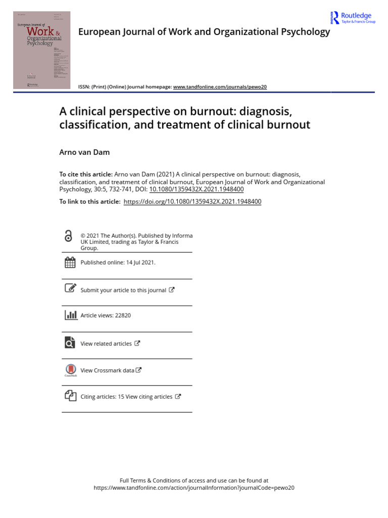 A Clinical Perspective On Burnout Diagnosis Classification and ...