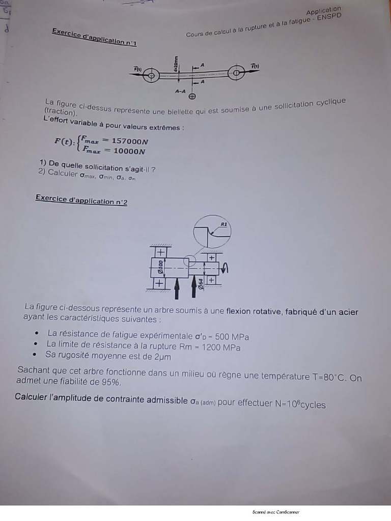 TD de CALCUL A LA RUPTURE ET A LA FATIGUE | PDF