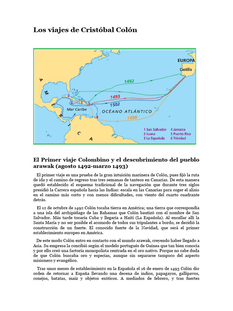 Los Viajes de Cristóbal Colón-1 | PDF | Cristobal colon | Viajes de Cristóbal Colón