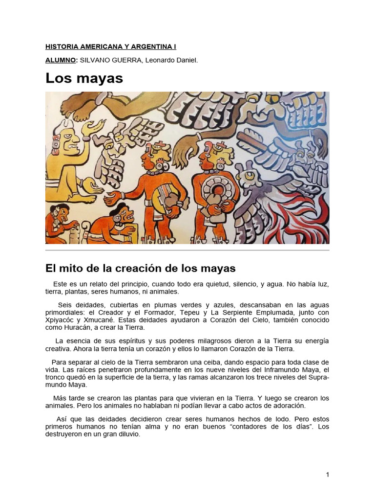 El Mito de La Creación de Los Mayas | PDF | Mitos de la creación ...