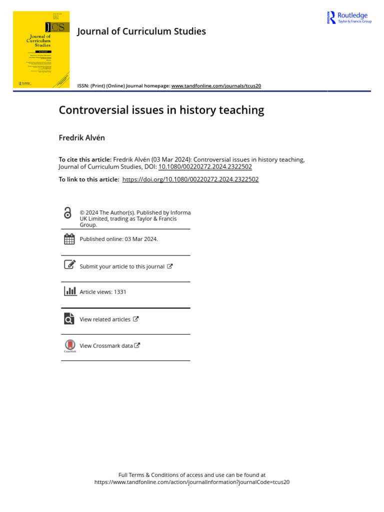 Controversial Issues in History Teaching | PDF | Concept | Knowledge
