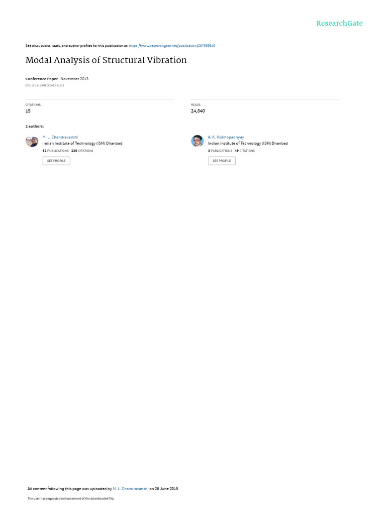 Modal Analysis of Structural Vibration | PDF | Eigenvalues And Eigenvectors | Normal Mode