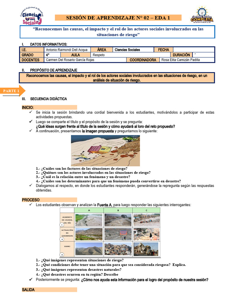Sesión 2 - Eda 1 - CCS - 4° | PDF | Metacognición | Aprendizaje
