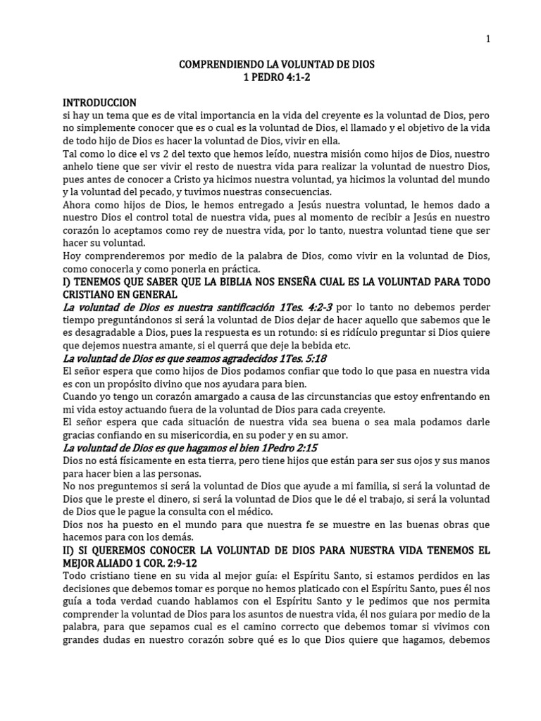Comprendiendo La Voluntad de Dios | PDF | Dios | espíritu Santo