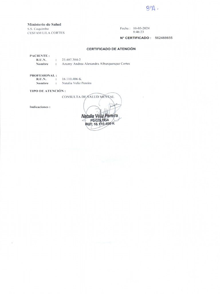 Certificado Azumy Alburquenque 8°A | PDF