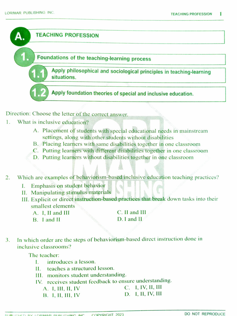 Teaching Profession LET REVIEWER (1) | Download Free PDF | Pedagogy ...