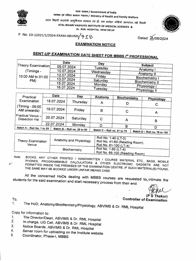 Examination Notice18cf2ef1 e94e 4ce2 9cfd 273254bb1fab | Download Free PDF | Biology | Life Sciences