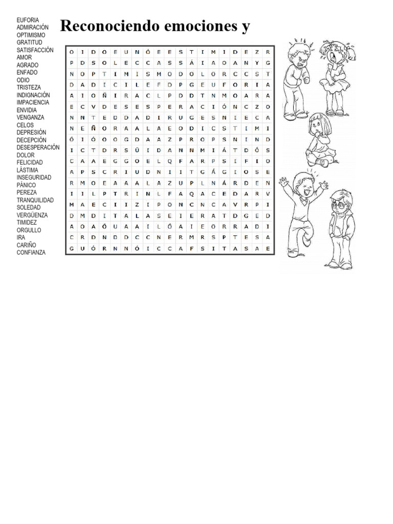 Sopa de Letras Sentimientos y Emociones | PDF