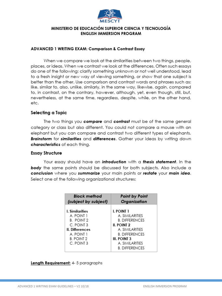 Advanced 1 Writing Exam Guidelines | PDF | Essays