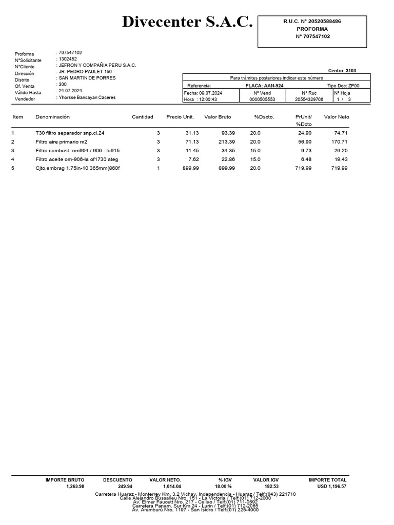 Jefron y Compañia Peru S.A.C. | PDF | Business | Economias
