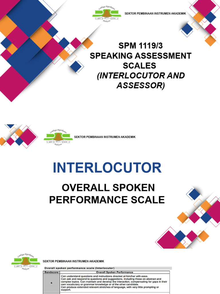 SPM Speaking Scales With Glossary | PDF | Vocabulary | Grammar