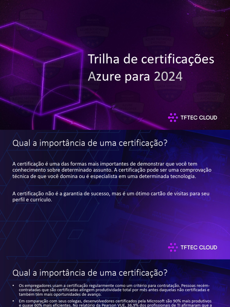 Trilha de Certificações Azure 2024 | PDF | Computação em nuvem ...