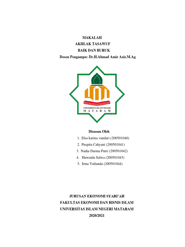 Makalah Akhlak Tasawuf Kelompok 1 | PDF | Sains & Matematika