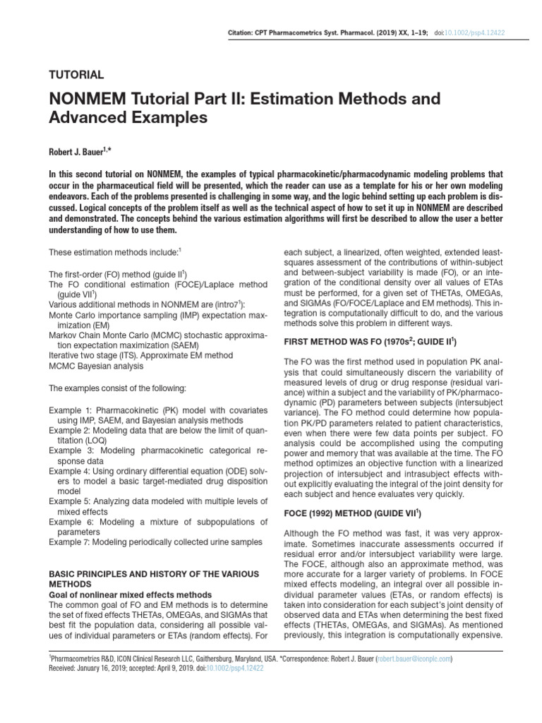 NONMEM Tutorial - Part II | PDF | Monte Carlo Method | Probability Density Function