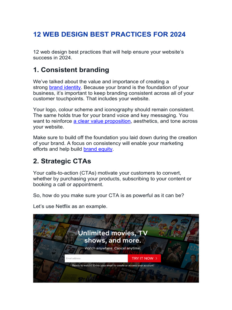 Consistent Branding Strategic CTAs Intuitive Navigation Owner 2024 Web ...