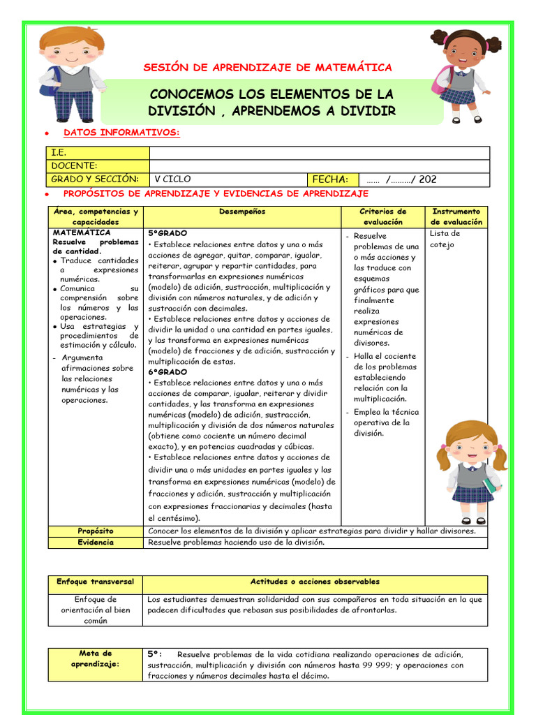 Ses-Lun-Mat-Conocemos Los Elementos de La División, Aprendemos A ... Ses-Lun-Mat-Conocemos Los Elementos de La División, Aprendemos A ...