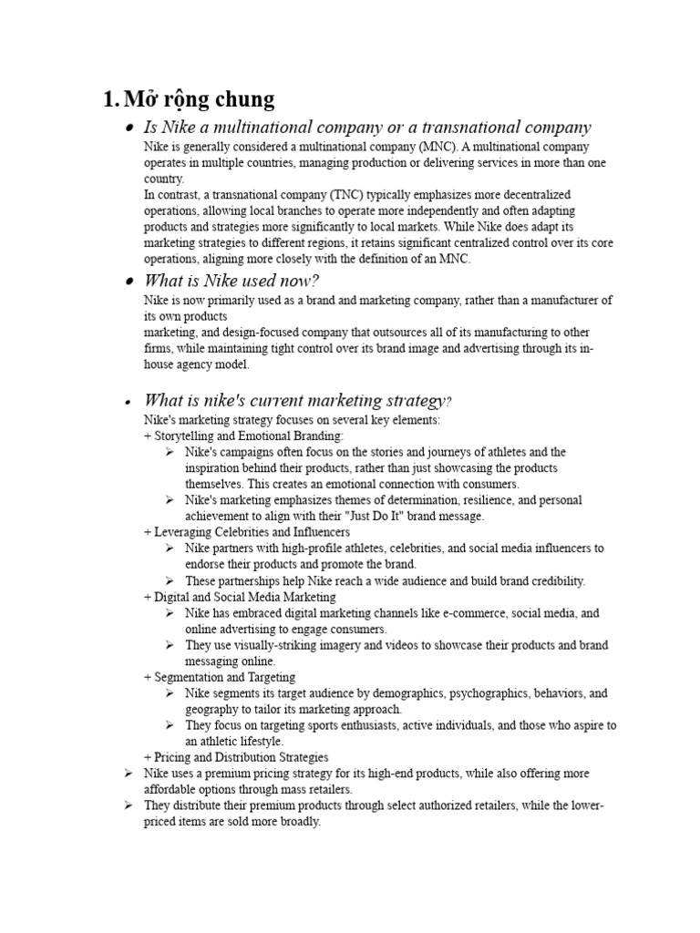Nike's Marketing Strategy Overview | PDF | Brand | Outsourcing