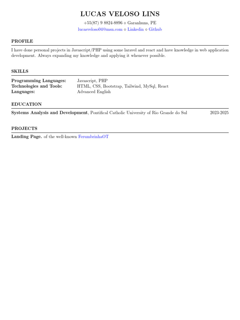 Aspiring Web Developer Profile | PDF