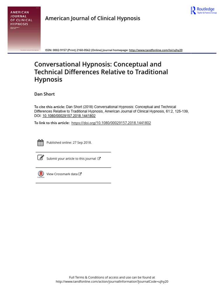 Conversational Hypnosis Conceptual and Technical Differences Relative ...