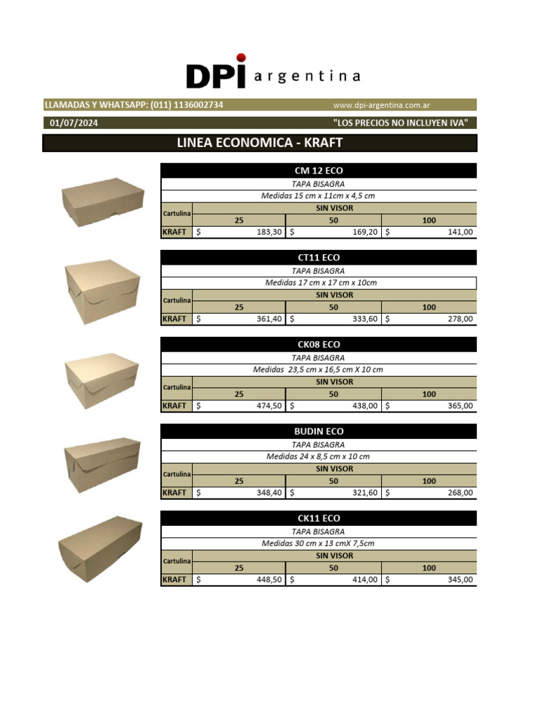 Lista Cajas Economica 3-7-2024 | PDF | Papelería | Materiales de impresión