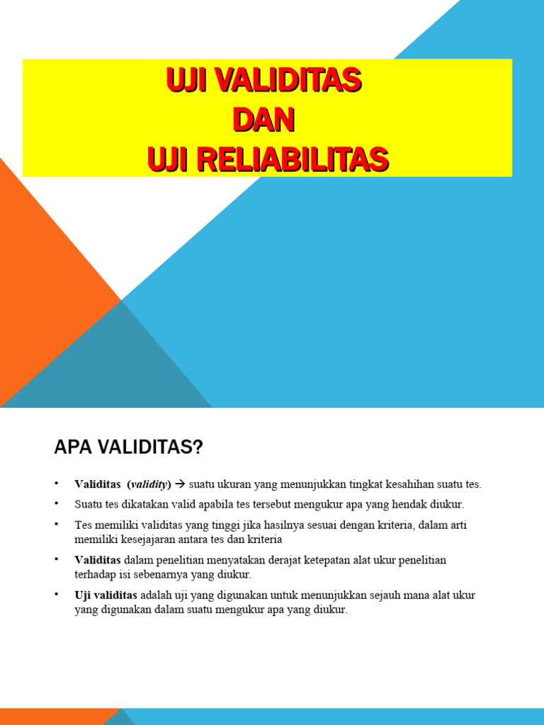 Materi Uji Validitas Dan Reliabilitas | PDF | Metode & Bahan Ajar | Komputer