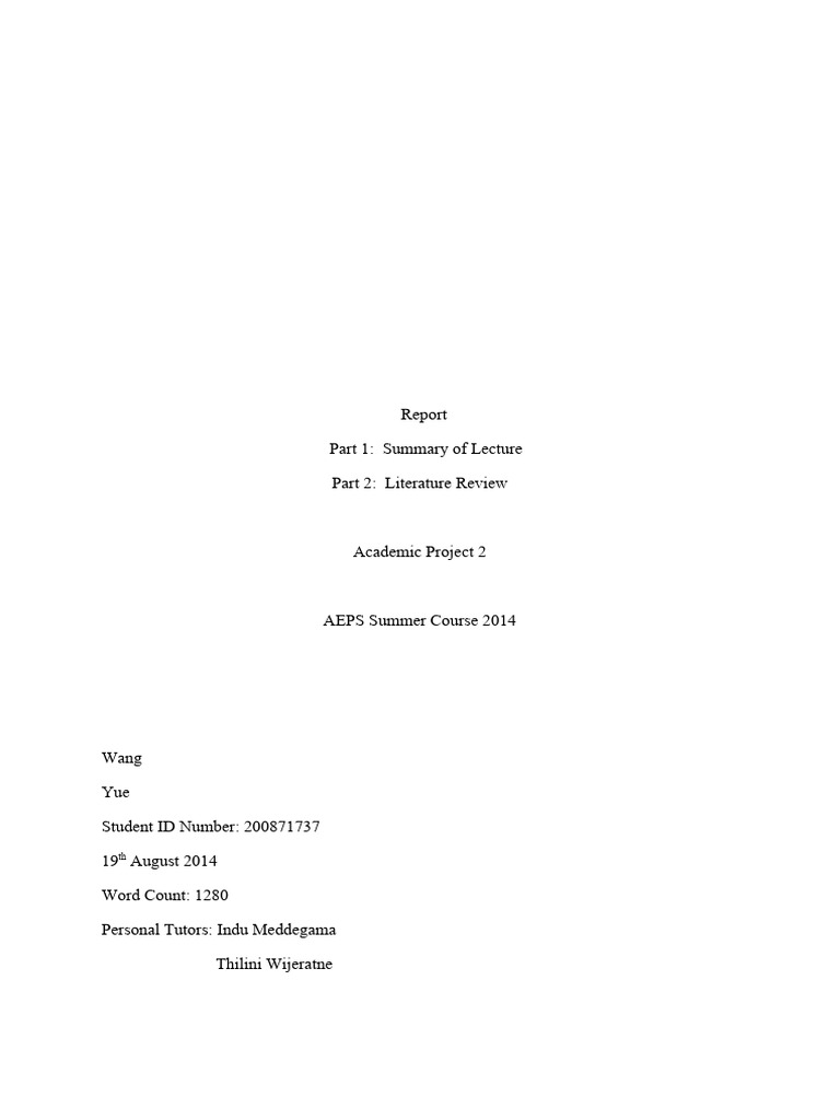 AP2 Report Wang Yue | PDF | Motivation | Motivational