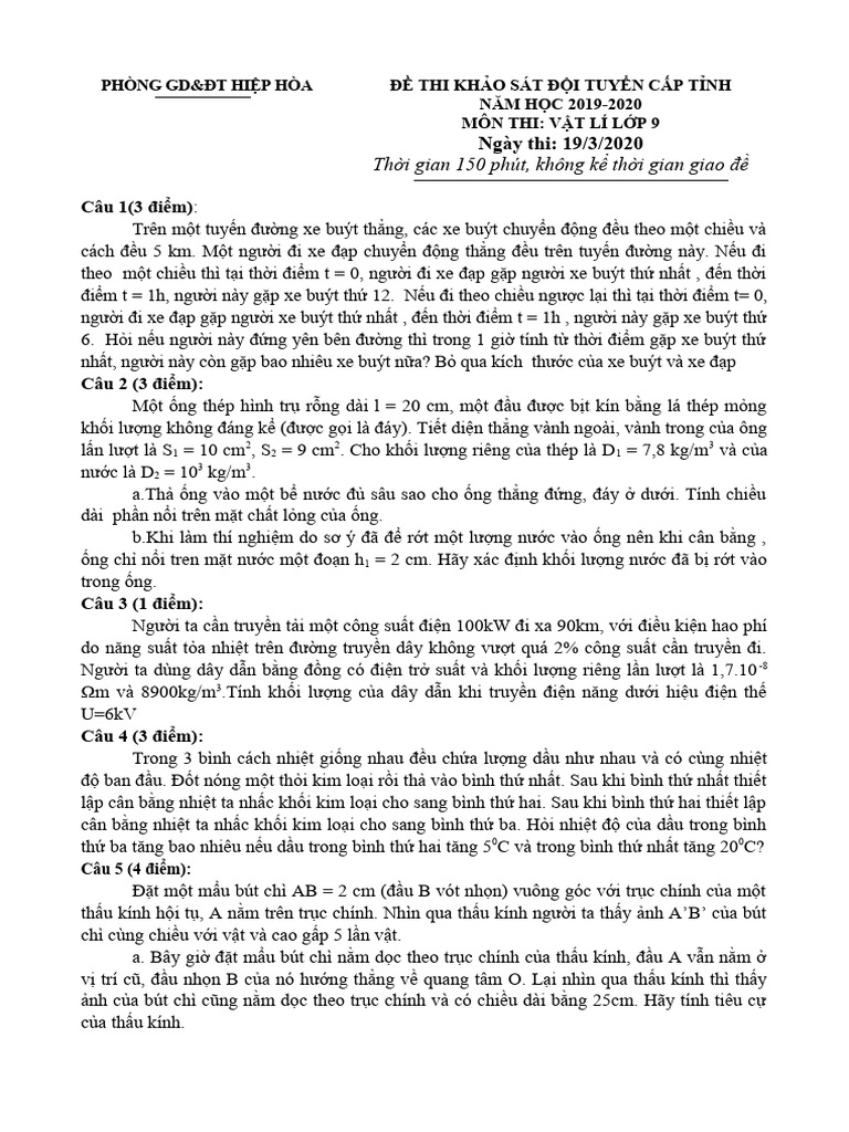 Đề 10 hsg vật lí | PDF