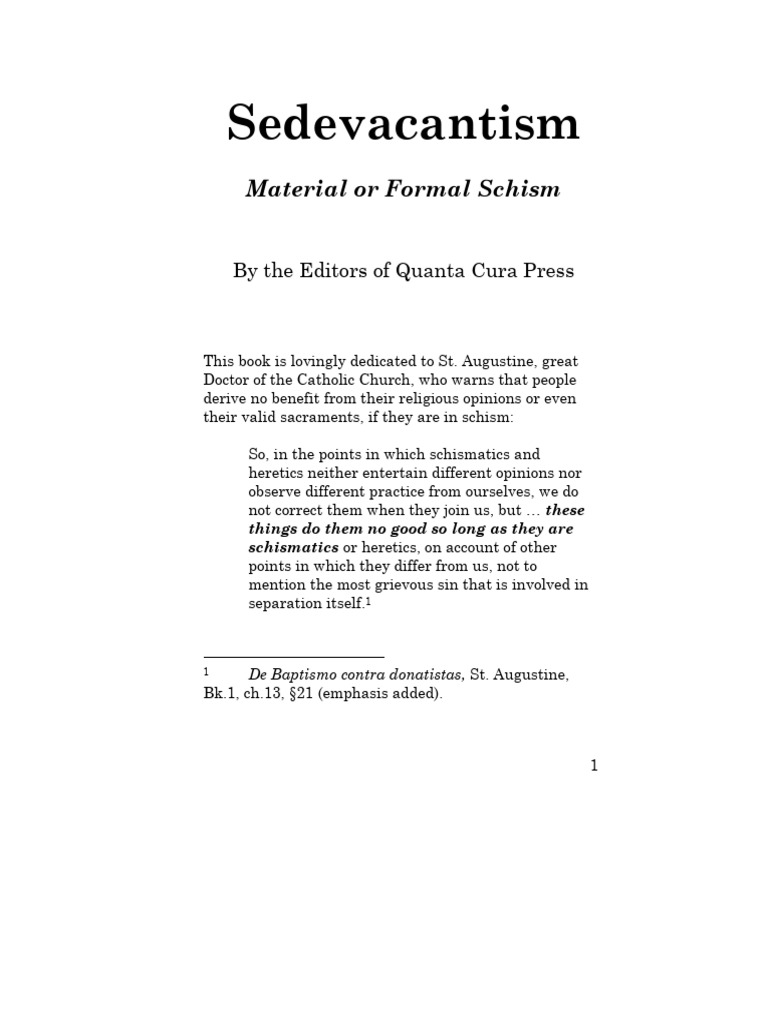 Sedevacantism Material or Formal Schism | PDF | Pope | Heresy