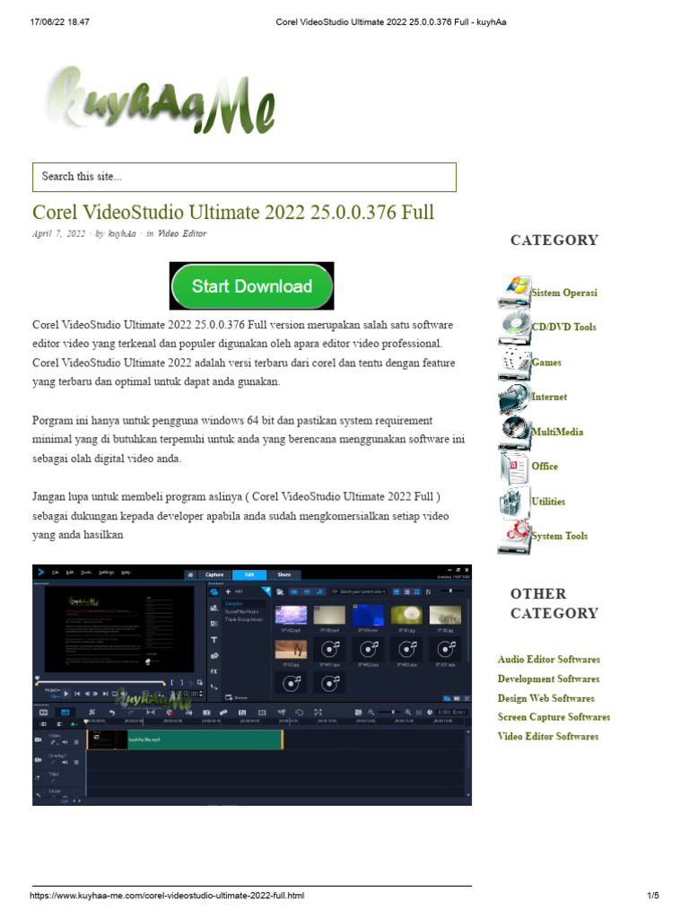 Corel VideoStudio Ultimate 2022 25.0.0.376 Full - Kuyhaa | PDF | Komputer