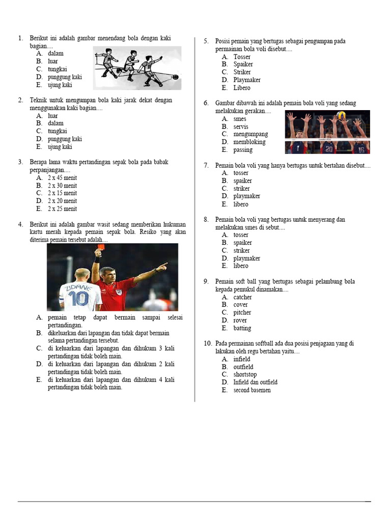 Soal Pas Pjok Kelas Xi SMT 1 Ganjil 2022.2023 | PDF