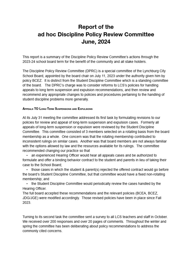 LCS DPRC Policies | PDF | Committee | Policy