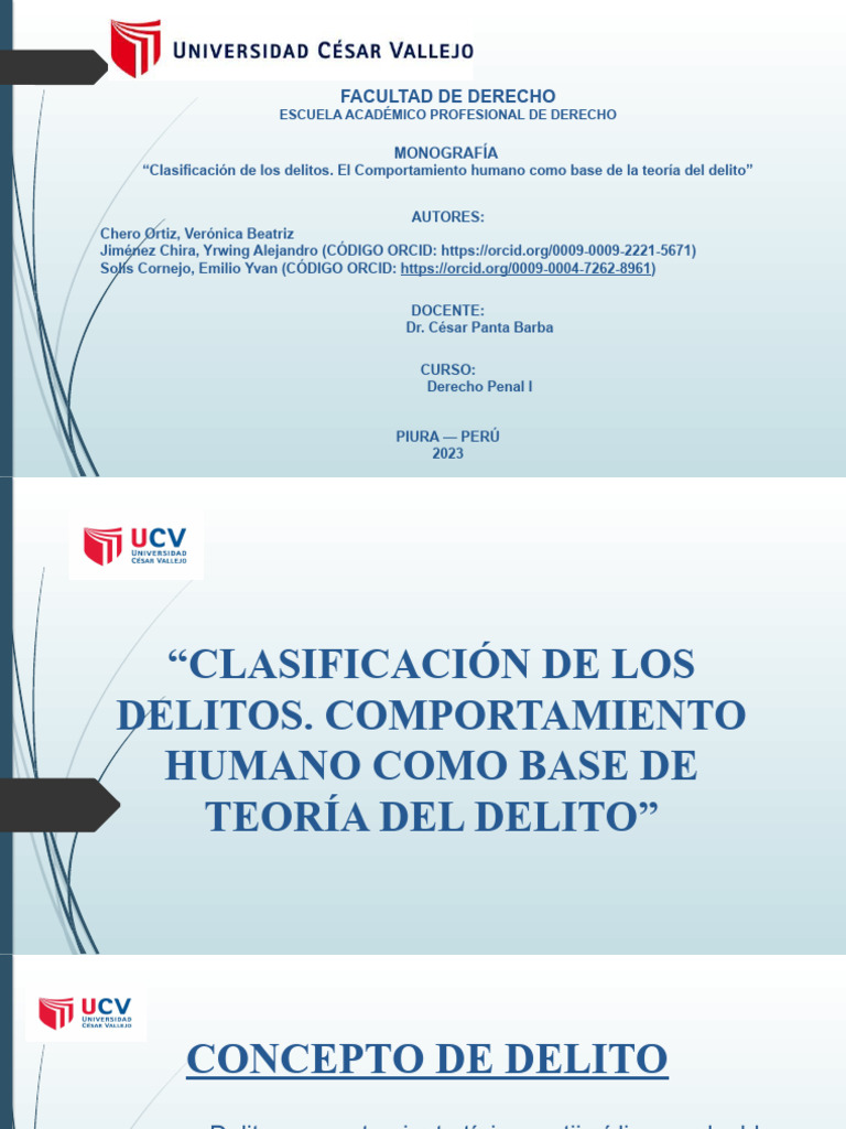 MONOGRAFIA CLASIFICACION DEL DELITO | PDF | Derecho penal | Ley Pública
