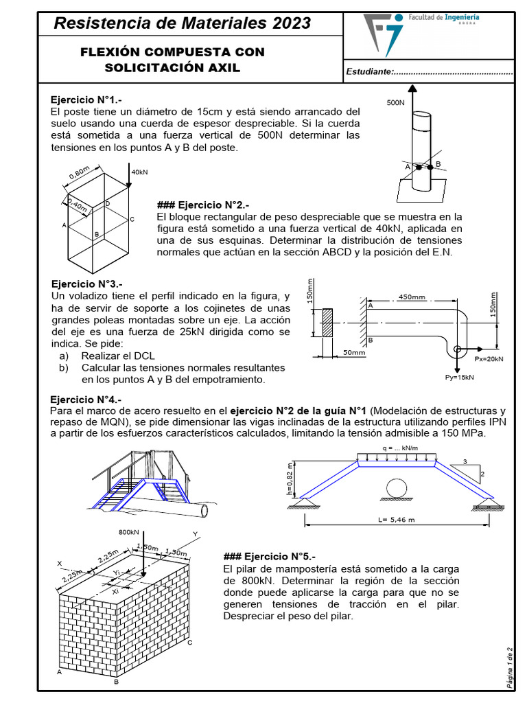 07 TP Flexión Compuesta y Flujo de Corte 2023 | PDF | Viga (Estructura ...