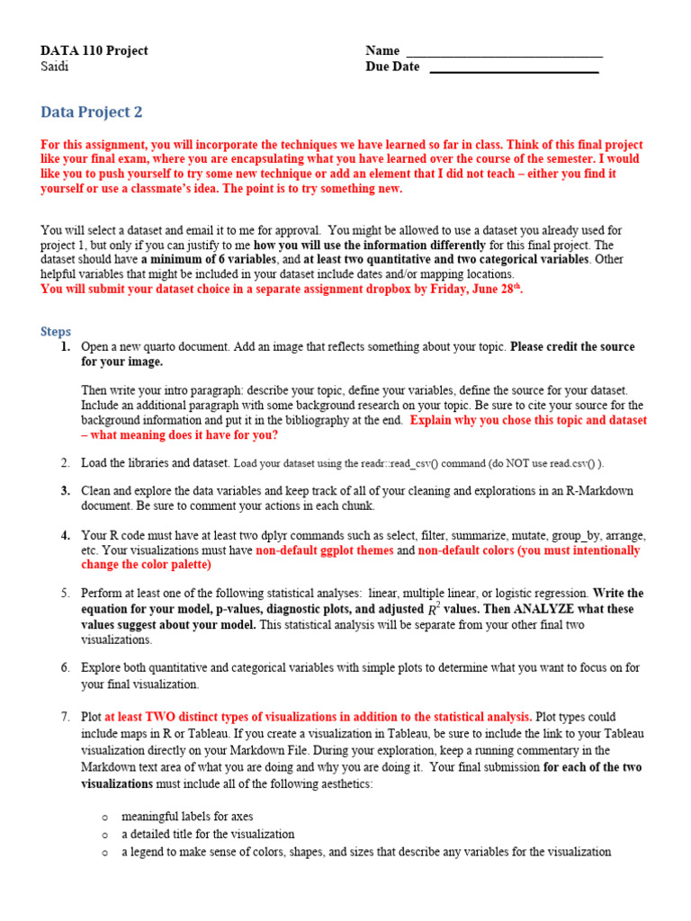 Data 110 Project 2 | PDF | Statistics | Data Analysis