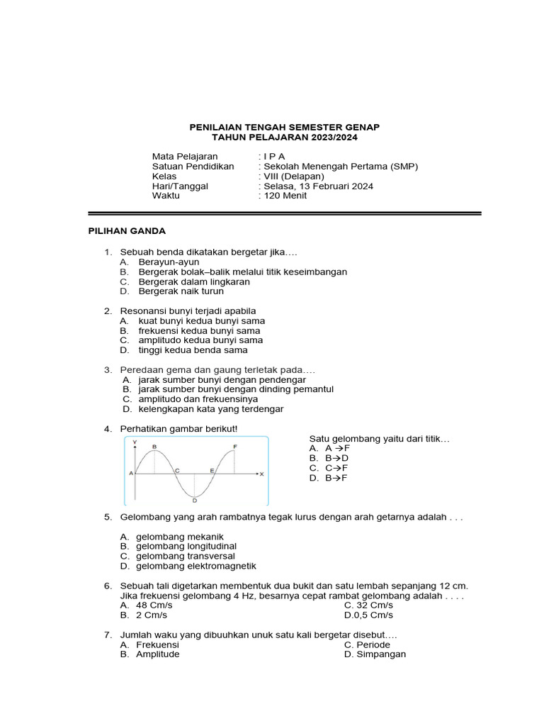 STS Genap IPA Kelas 8 | PDF