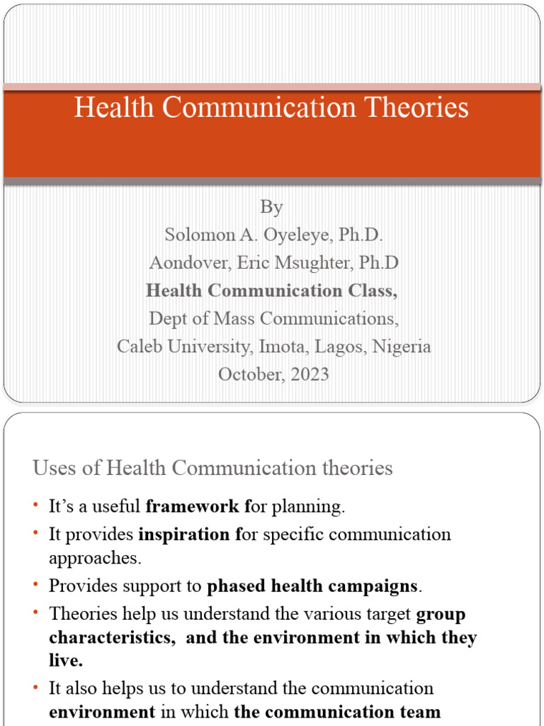 Health Communication Theories Guide | PDF | Behavior | Psychology
