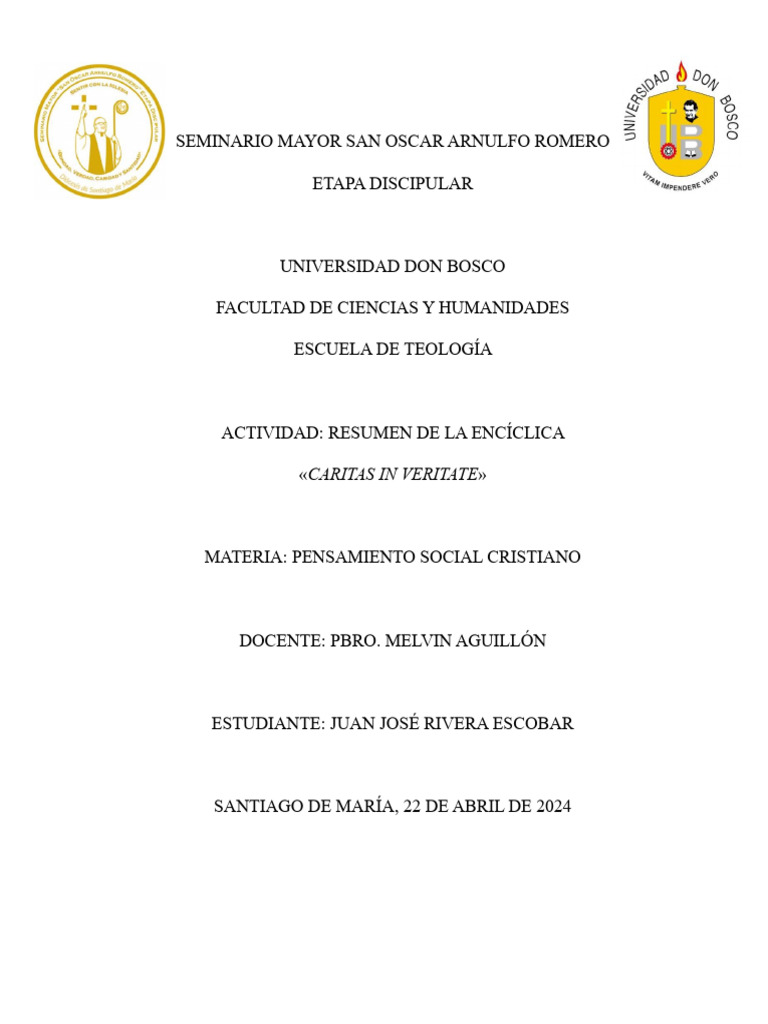 Resumen de La Carta Encíclica Caritas in Veritate | PDF | Verdad Resumen de La Carta Encíclica Caritas in Veritate | PDF | Verdad