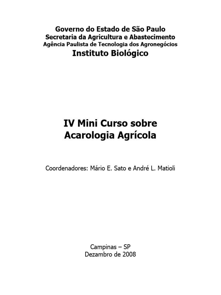Acarologia: História e Fisiologia dos Ácaros | PDF | Insetos | Biologia