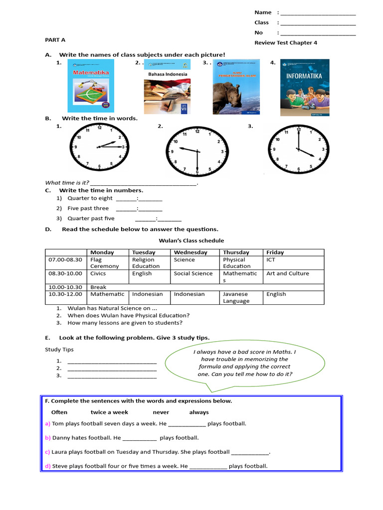 Review Test Chapter 4 | PDF | Indonesian Language