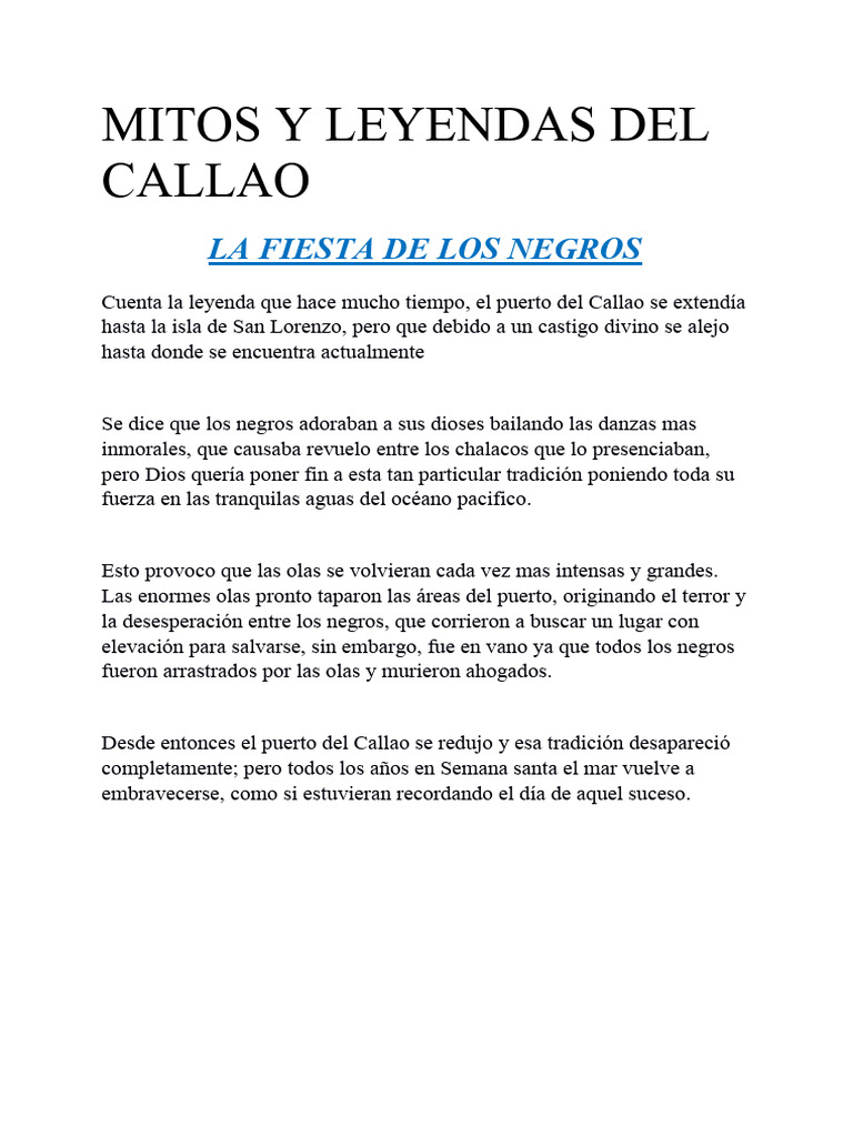 Mitos y Leyendas Del Callao | PDF | Historia Mitos y Leyendas Del Callao | PDF | Historia