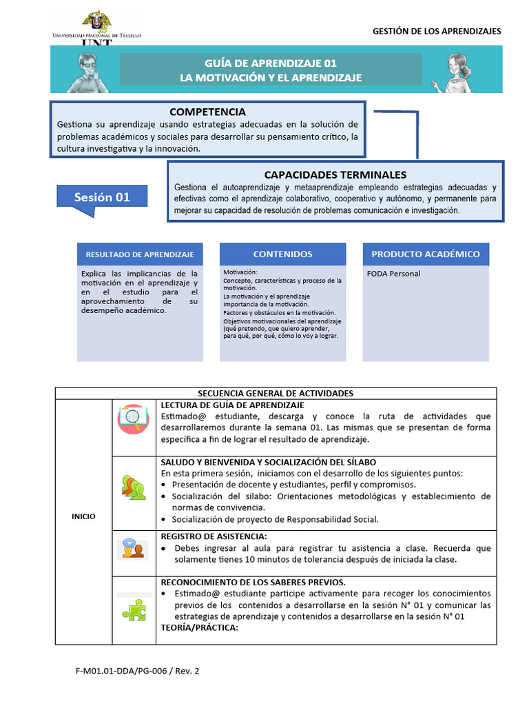 Guía de Aprendizaje 01 Gestión 2024 I | PDF | Motivacional | Motivación