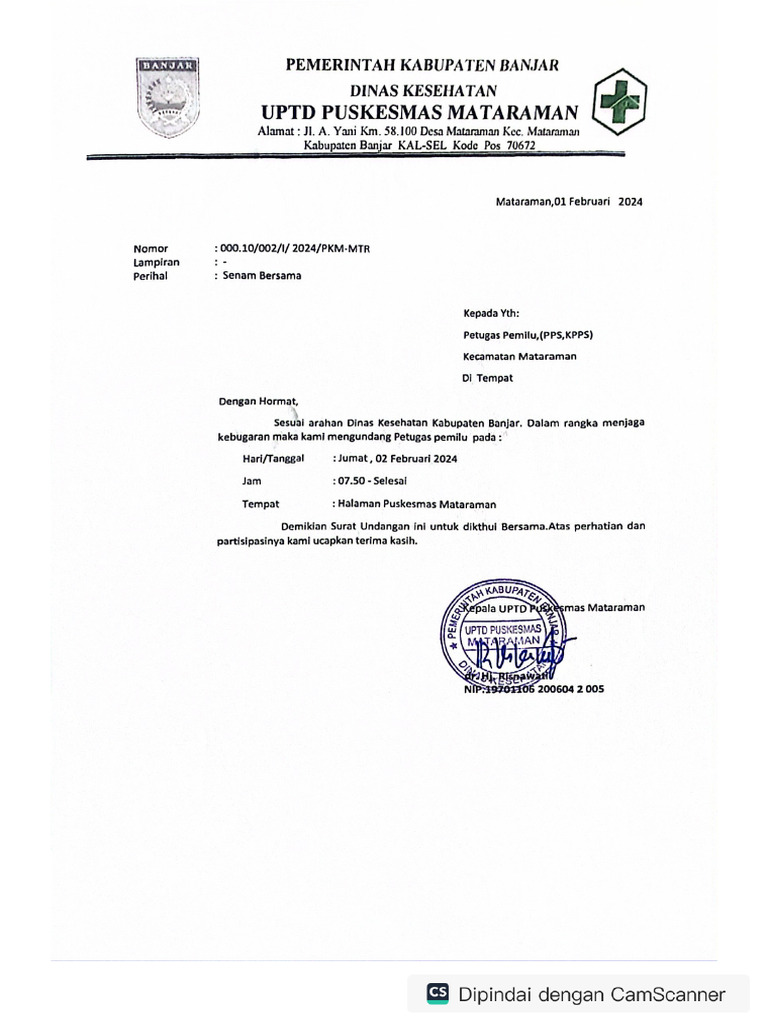 Surat Undangan Senam Bersama | PDF