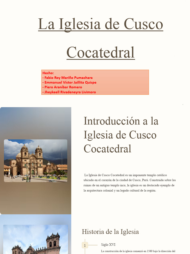 Introduccion a La Iglesia de Cusco Cocatedral | Descargar gratis PDF | Iglesia (edificio)