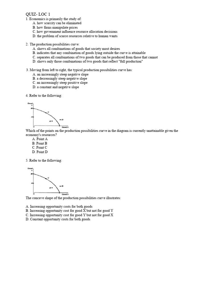 Economics Quiz on Scarcity and Demand | PDF | Demand | Goods