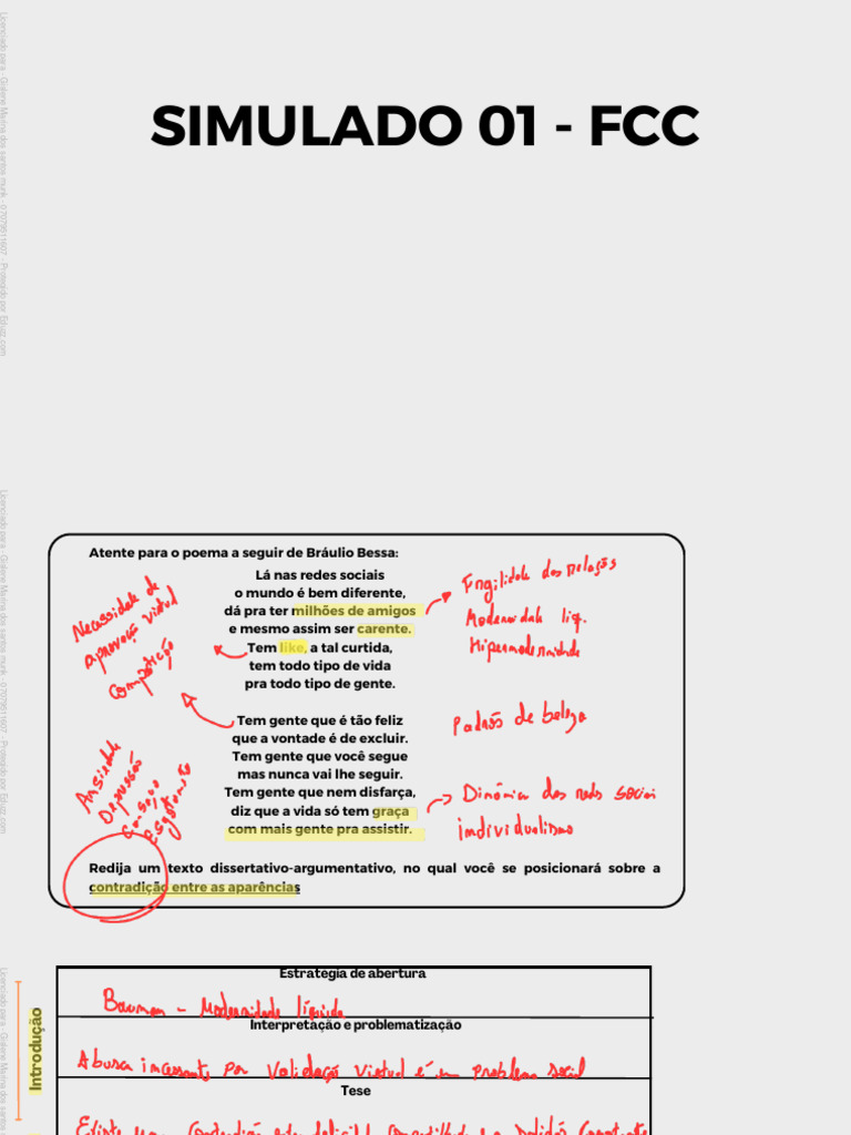 Simulado 01 FCC | PDF | Felicidade | Ciências comportamentais