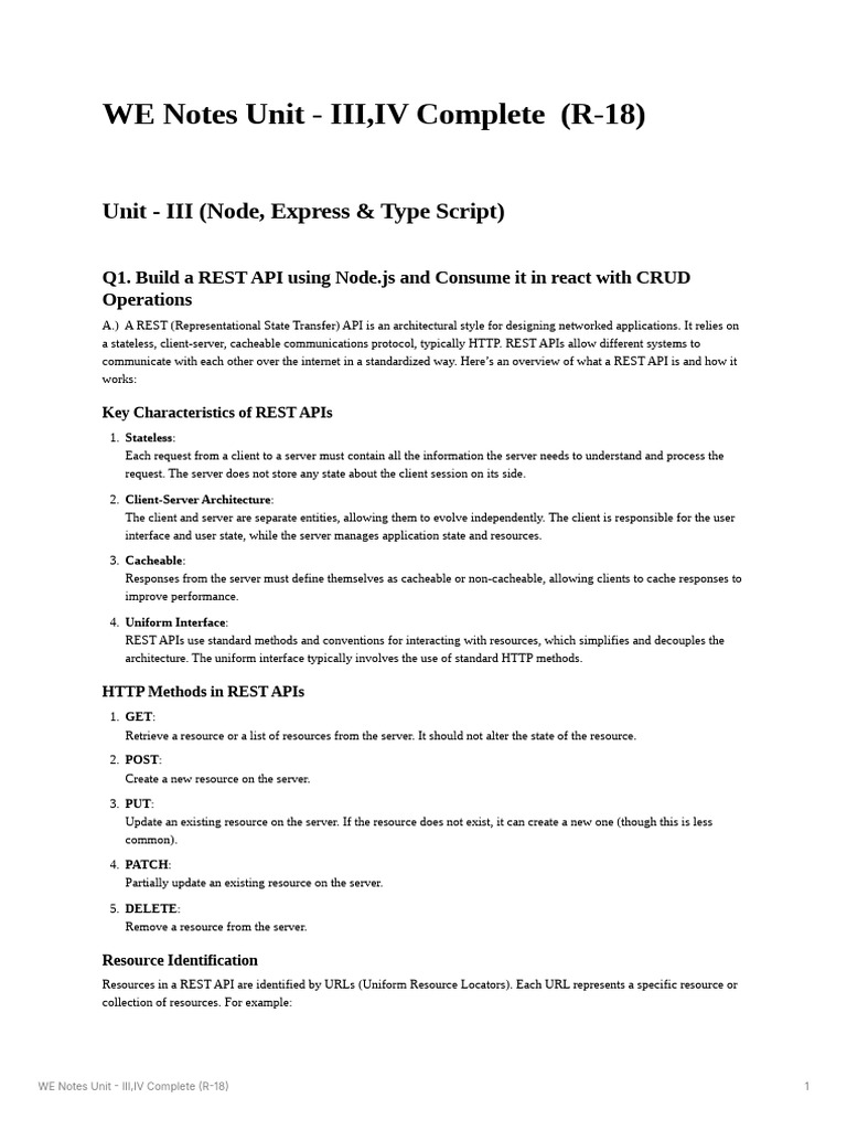 WE Notes Unit - III, IV Complete (R-18) | PDF | Java Script | Class ...