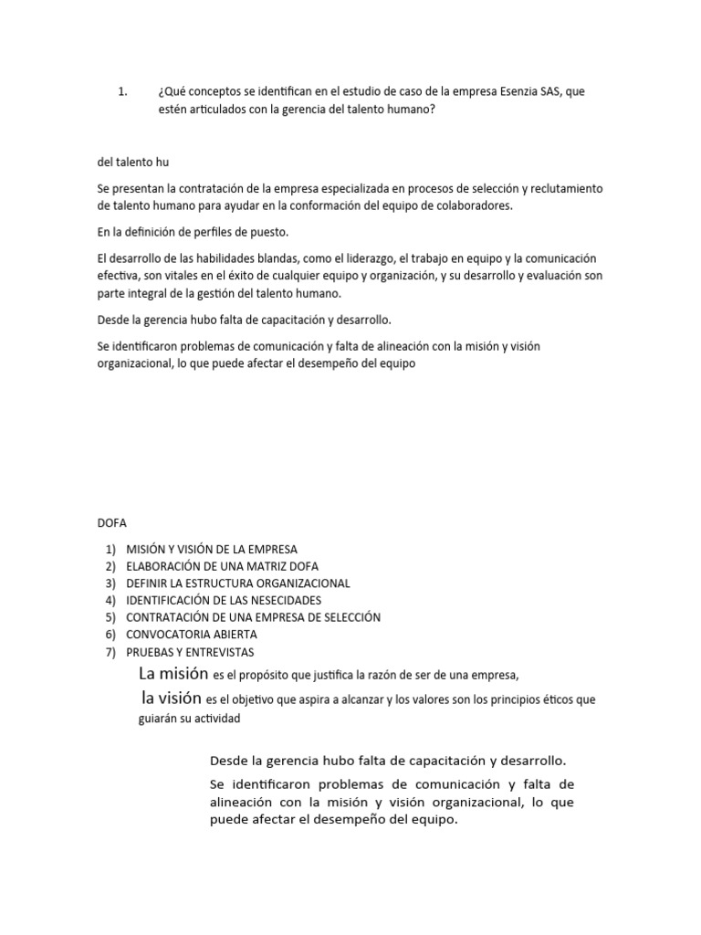 Qué Conceptos Se Identifican en El Estudio de Caso de La Empresa ...